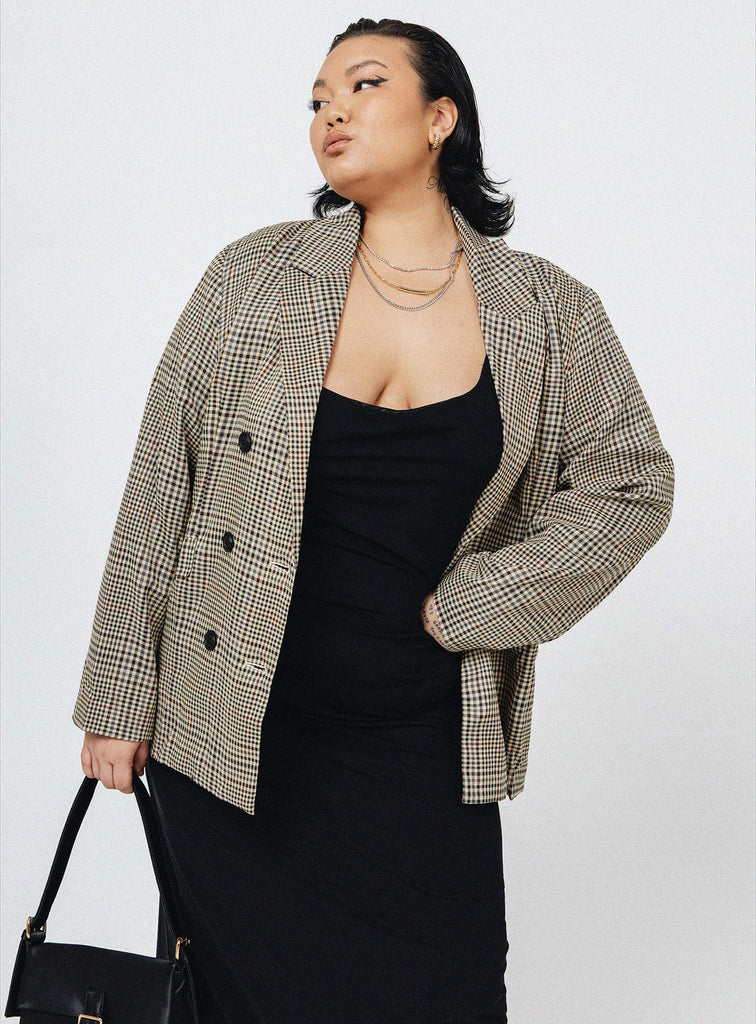 Mrs Nancy Blazer Beige Curve | Princess Polly