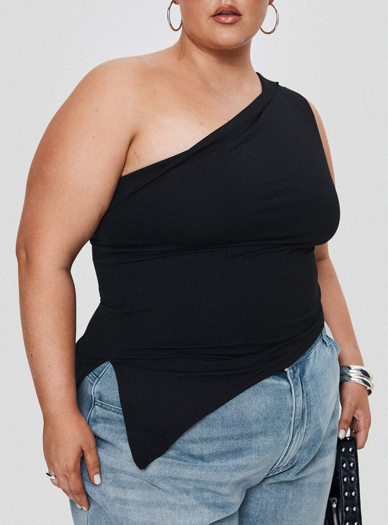 Lunah One Shoulder Top Black Curve | Princess Polly