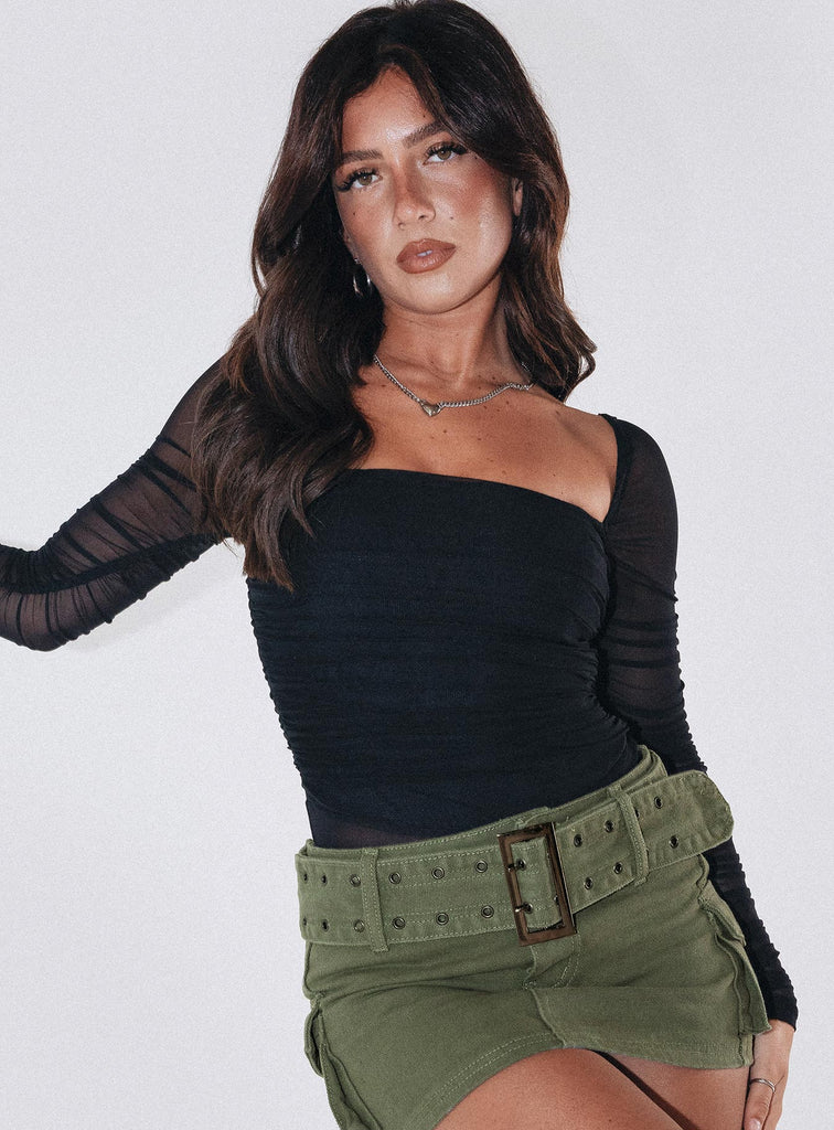 Delany Bodysuit Black Petite | Princess Polly