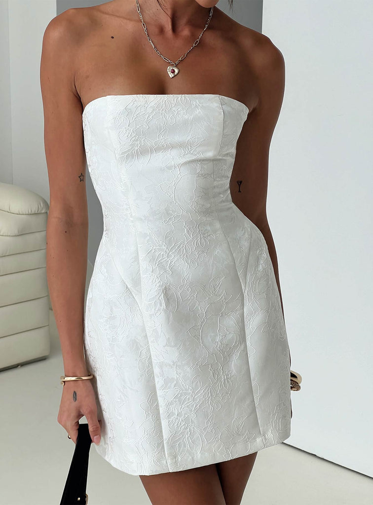 Heaven Sent Strapless Mini Dress White | Princess Polly