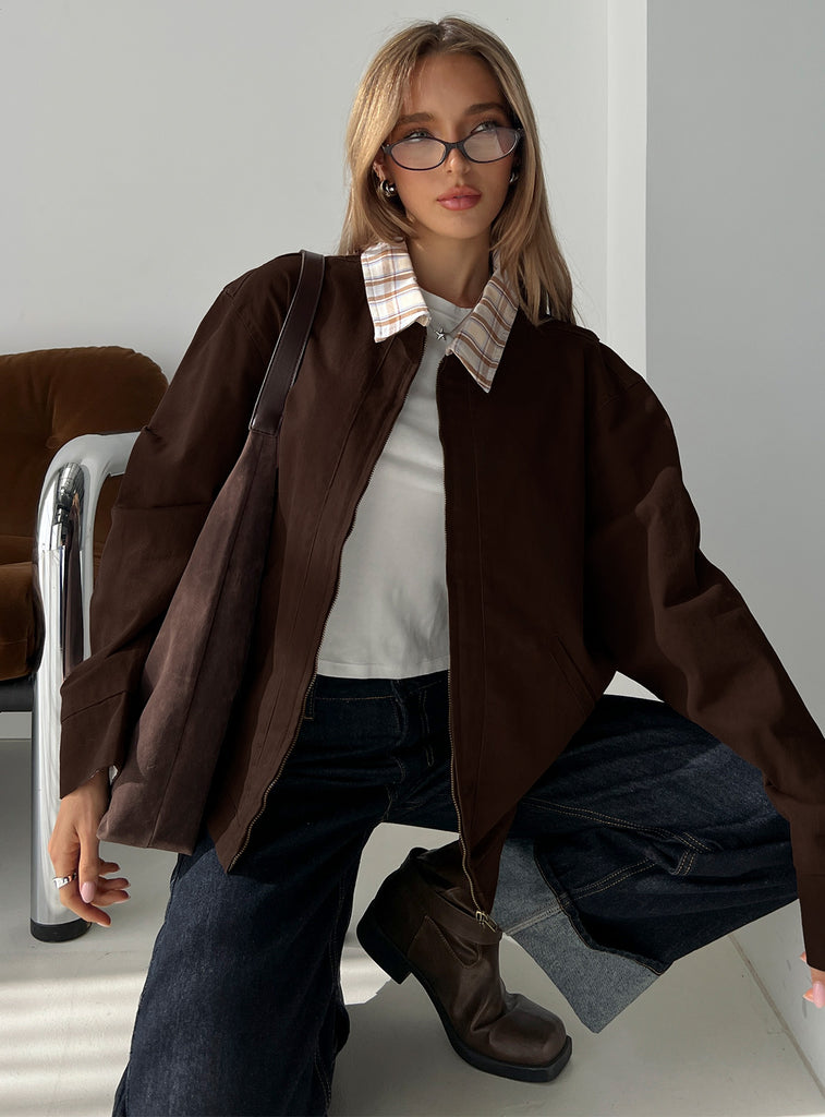 Soraia Workwear Jacket Brown | Princess Polly