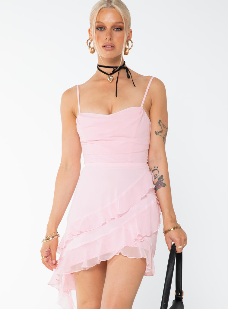 Sopha Frill Mini Dress Pink | Princess Polly UK