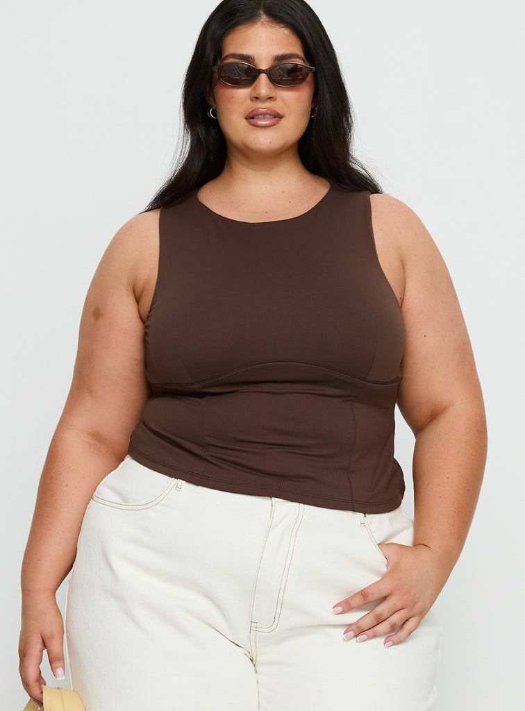 Georgetta Bust Detail Cami Top Brown Curve | Princess Polly