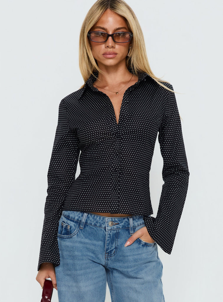 Anni Shirt Black Polka | Princess Polly