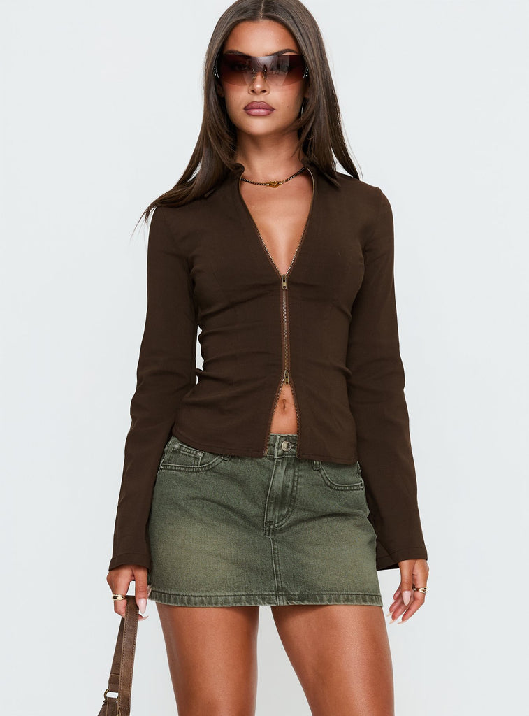 Laynee Butterfly Mini Skirt Washed Green | Princess Polly