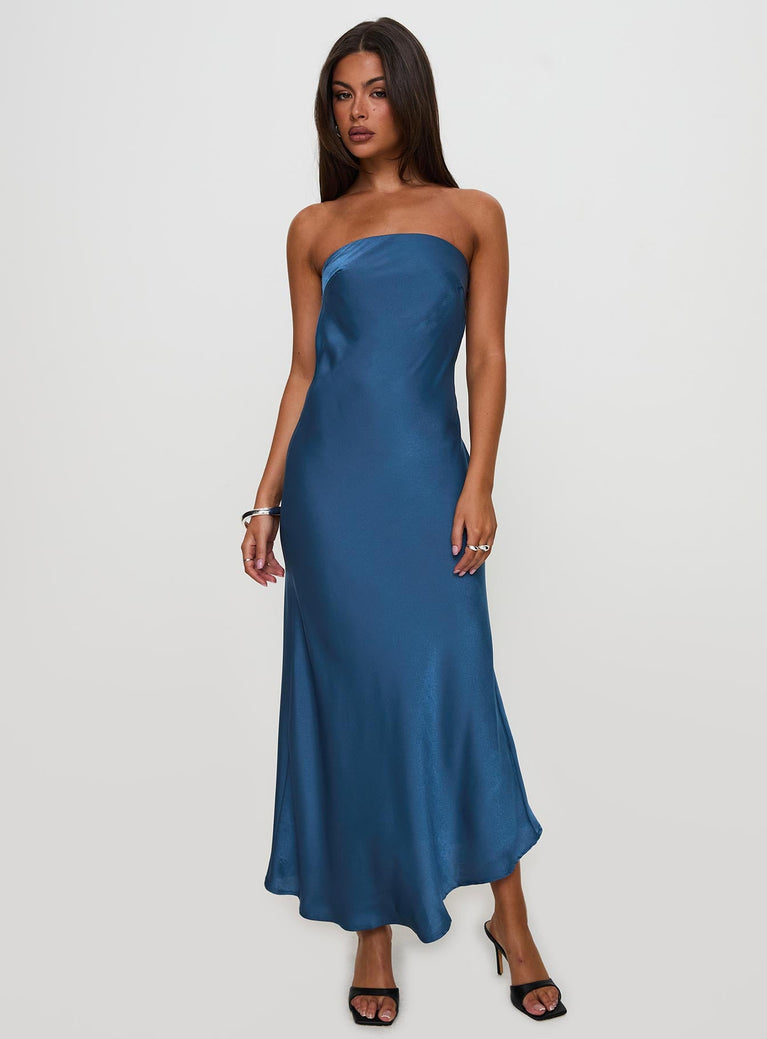 Haley Maxi Dress Mid Blue | Princess Polly UK