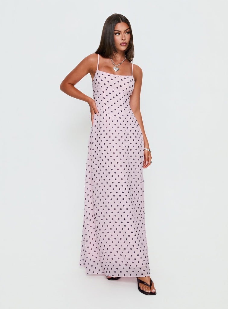 South of France Maxi Dress Pink Polka Dot | Princess Polly