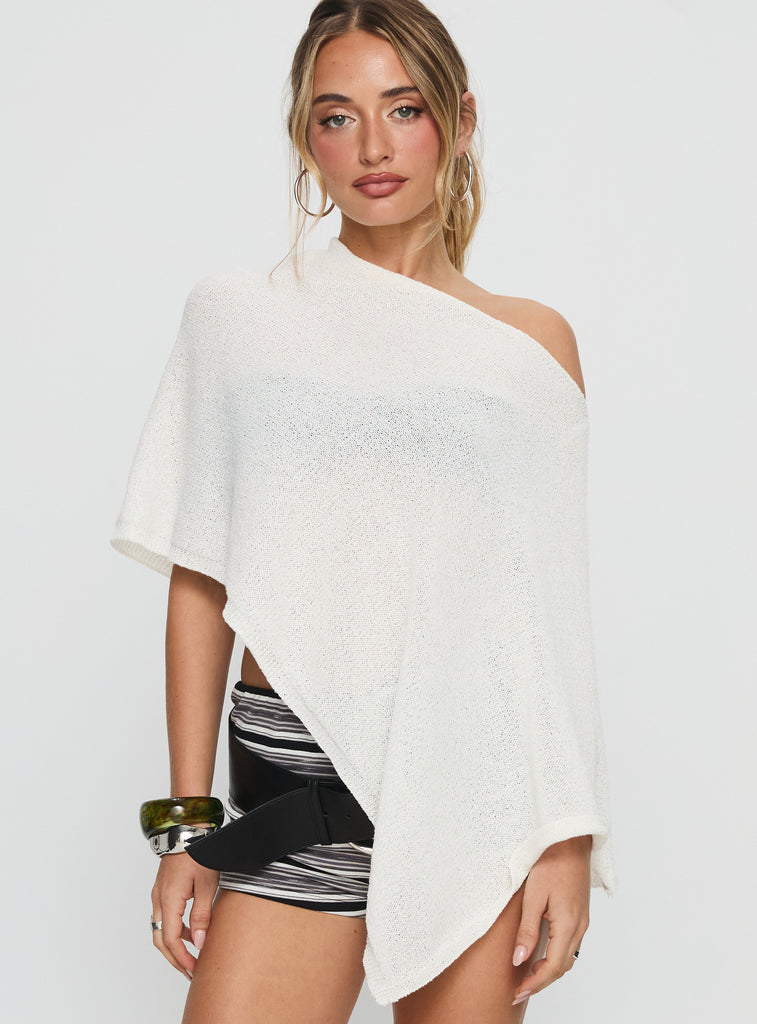 Rouse Off Shoulder Poncho White | Princess Polly