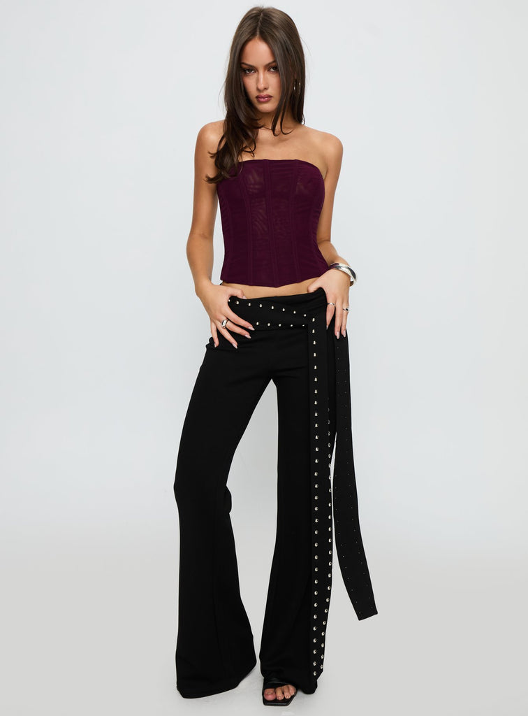 Nikolia Studded Wrap Belt Pants Black | Princess Polly