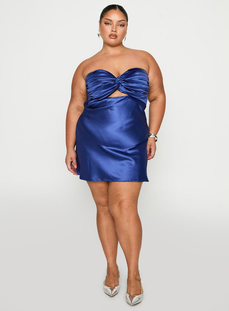Shellie Mini Dress Blue Curve | Princess Polly