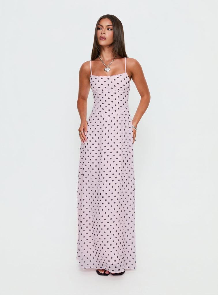 South of France Maxi Dress Pink Polka Dot | Princess Polly
