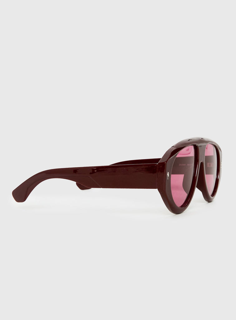Marais Oversized Aviator Sunglasses Red | Princess Polly