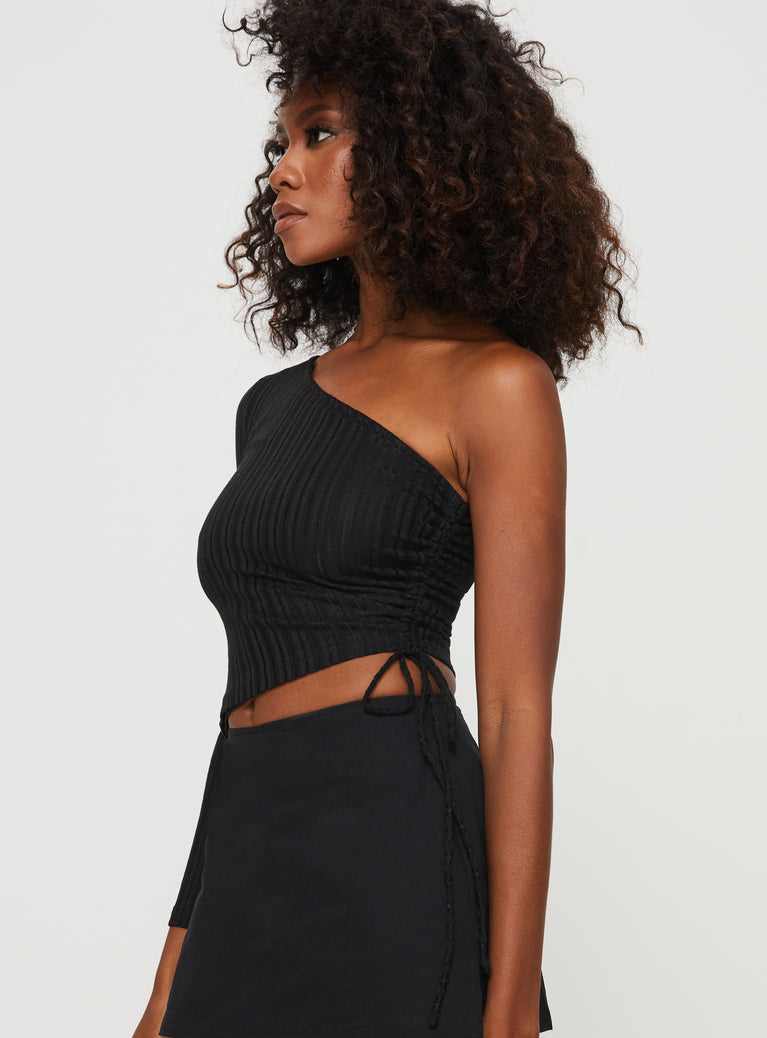 Doulet One Shoulder Top Black
