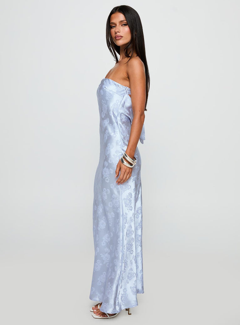Haley Maxi Dress Blue Jacquard | Princess Polly UK