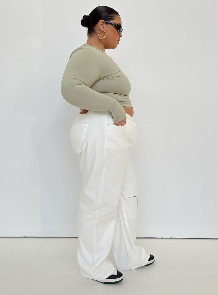 Sevina Wide Leg Denim Jeans White Curve | Princess Polly