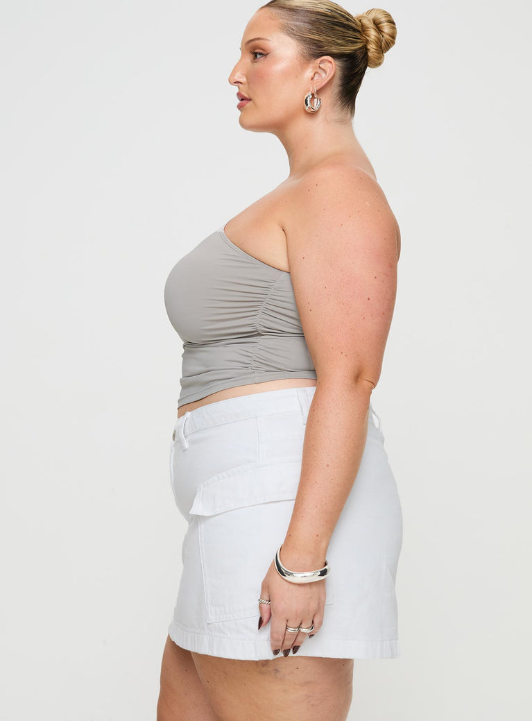 Zakai Cargo Denim Mini Skirt White Denim Curve | Princess Polly UK