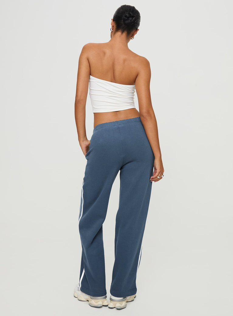 Skiller Side Stripe Track Pants Navy | Princess Polly UK