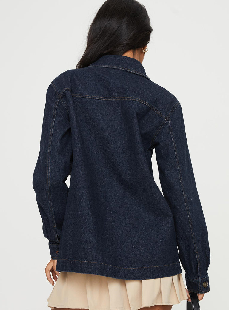Zephee Denim Shacket Dark Wash | Princess Polly UK