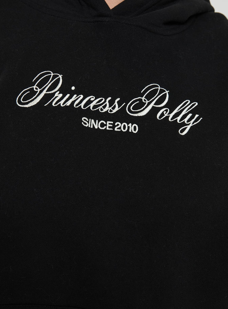 Princess Polly Hooded Sweatshirt Script Black / Ivory Curve | Princess ...