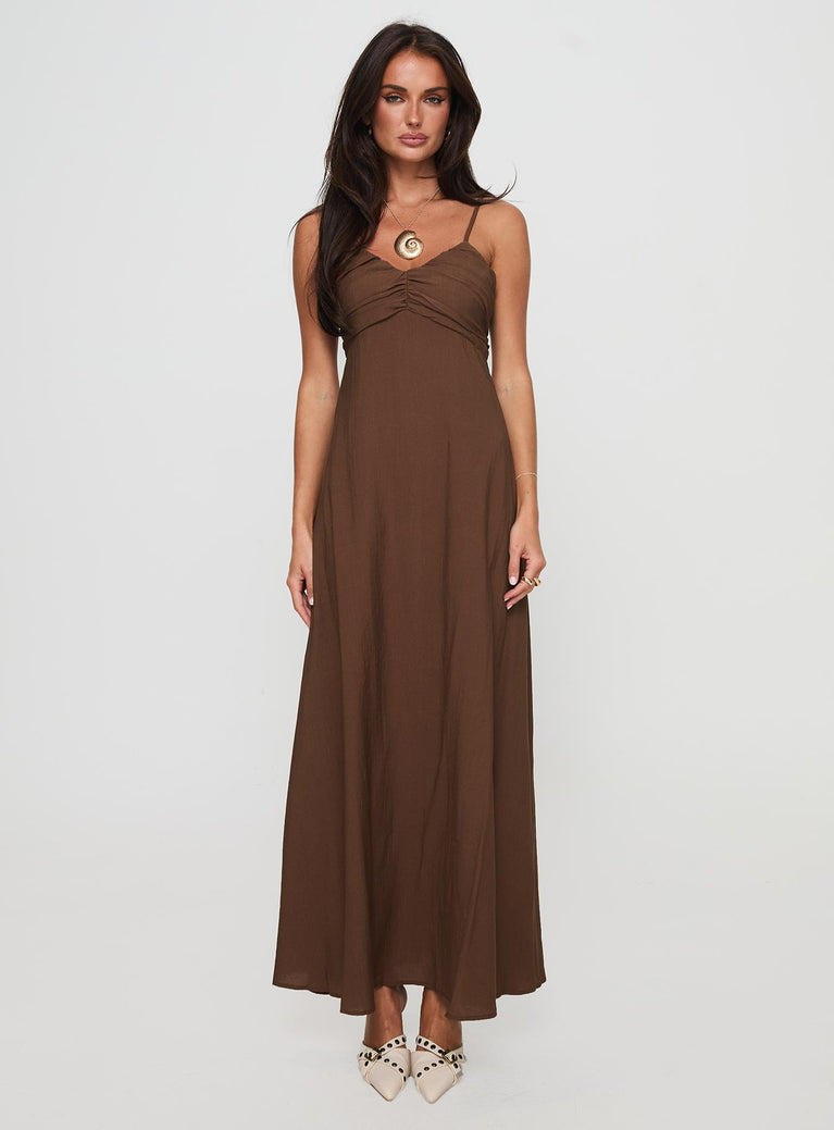 Neeka Maxi Dress Brown | Princess Polly UK
