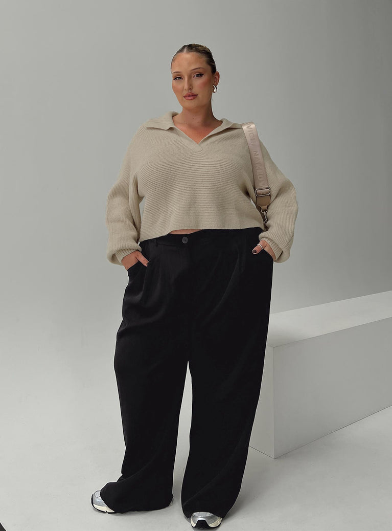 Tiara Cropped Sweater Beige Curve