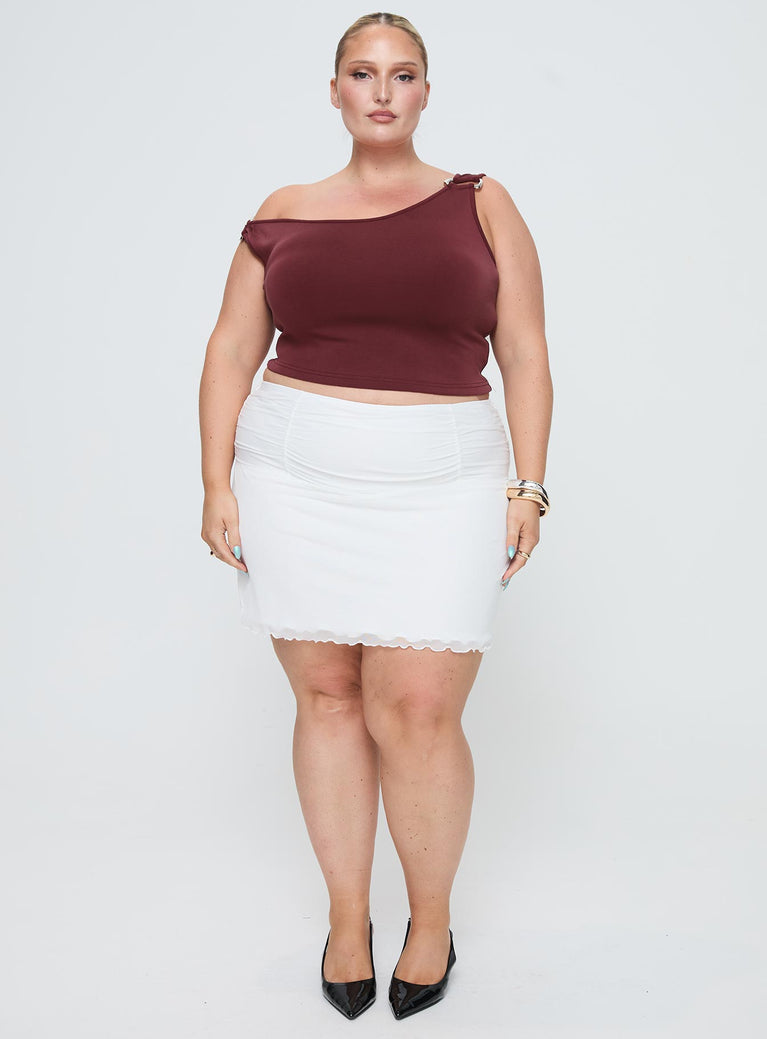Meredith Ruched Mini Skirt White Curve