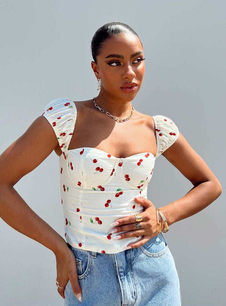 Rozalia Top White Multi | Princess Polly