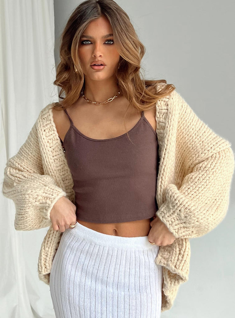 Lester Knit Cardigan Cream | Princess Polly