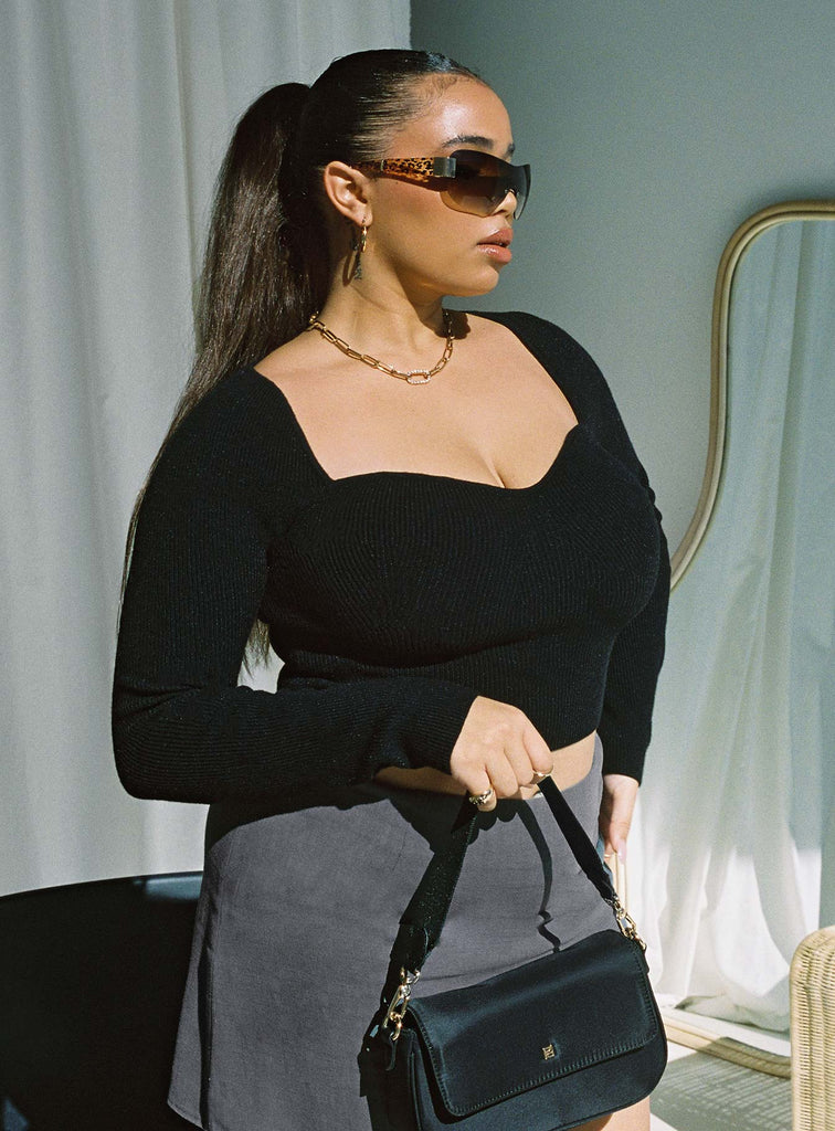 Alima Long Sleeve Top Black Curve