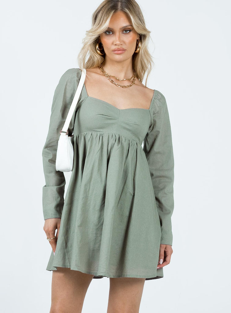 Vikki Mini Dress Sage | Princess Polly