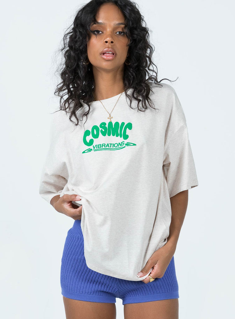Cosmic Puff Tee Grey / Green | Princess Polly