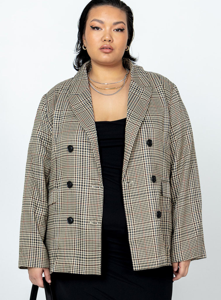 Mrs Nancy Blazer Beige Curve | Princess Polly