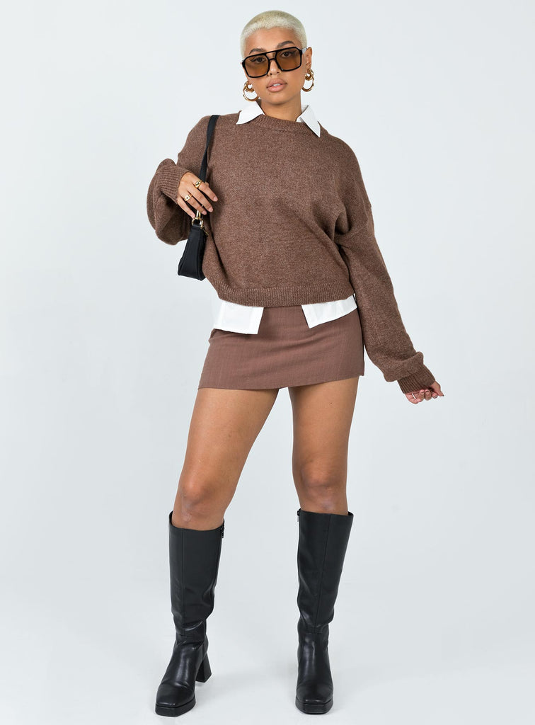 Beth Sweater Brown | Princess Polly