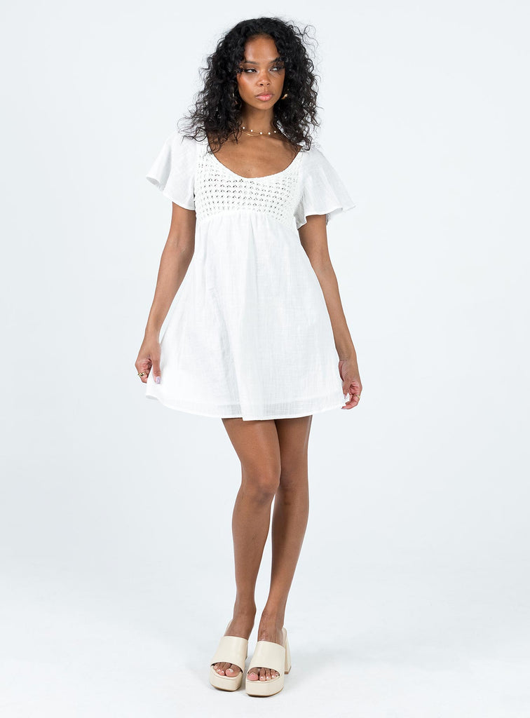 Derena Crochet Bust Mini Dress White | Princess Polly UK