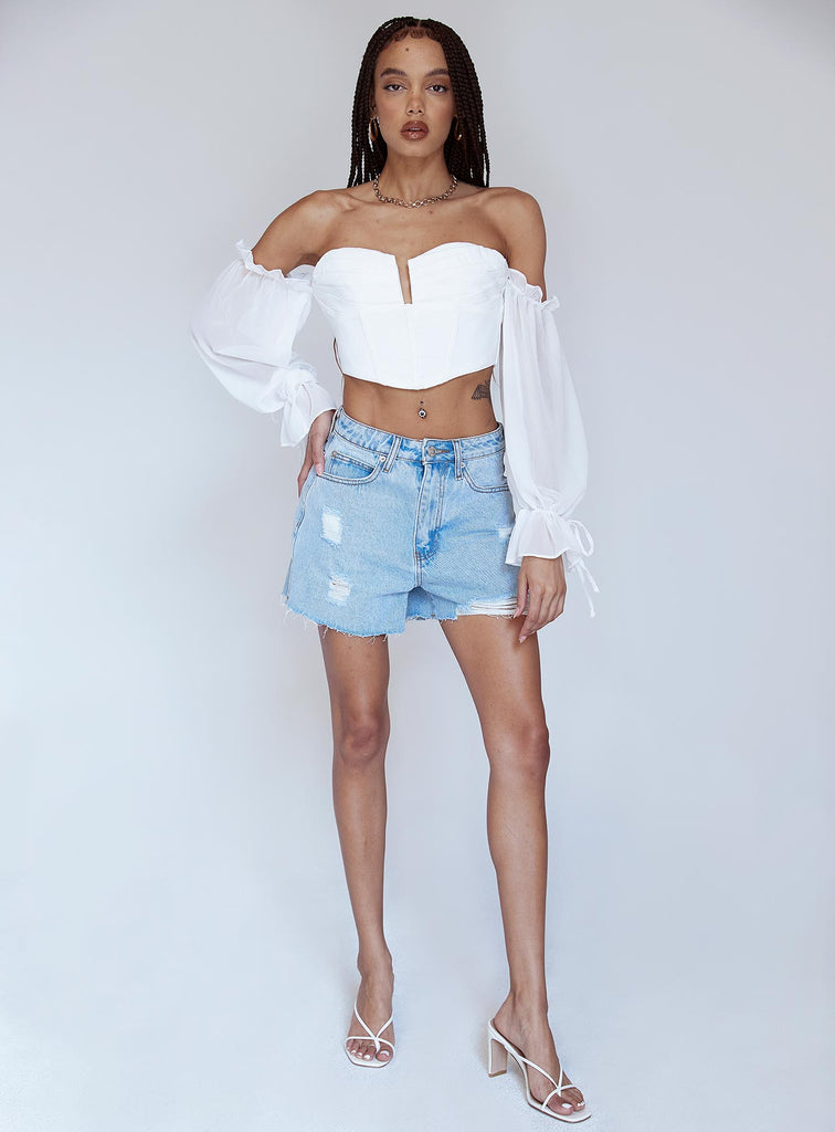 Allegra Long Sleeve Top White | Princess Polly