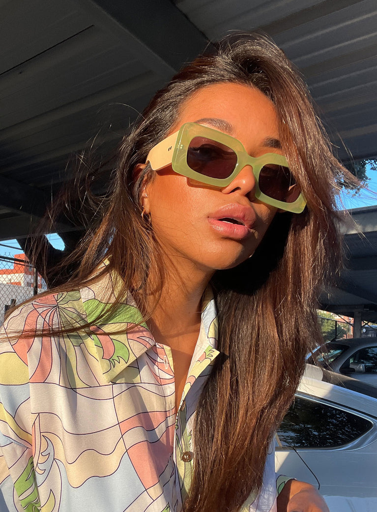 Sunset Daze Sunglasses Green | Princess Polly UK